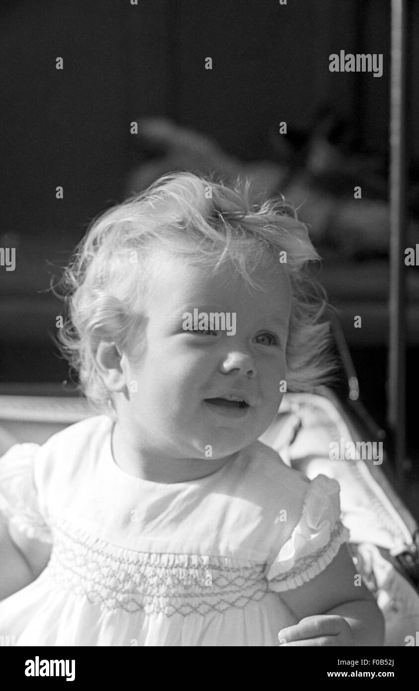 Baby toddler girl in Black and White Stock Photos & Images - Alamy