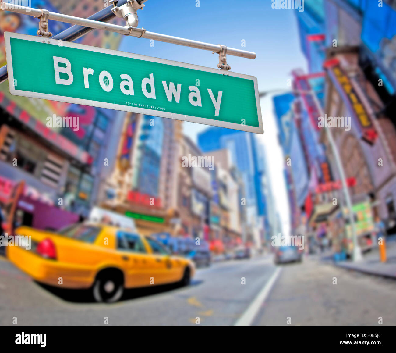 Colorful Broadway sign over Times Square background Stock Photo - Alamy