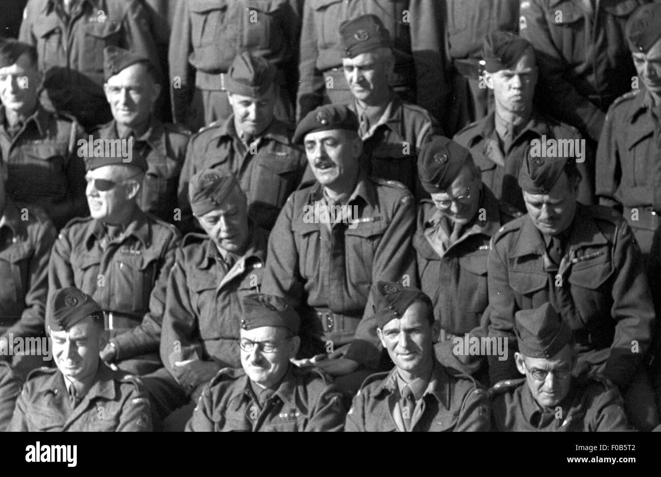 Group shot of men of the Home Guard in uniform during the Second World ...