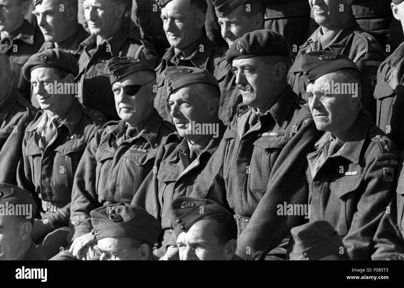 Group shot of men of the Home Guard in uniform during the Second World ...