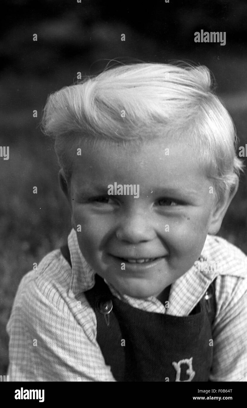 Boy with fair hair portrait Black and White Stock Photos & Images - Alamy