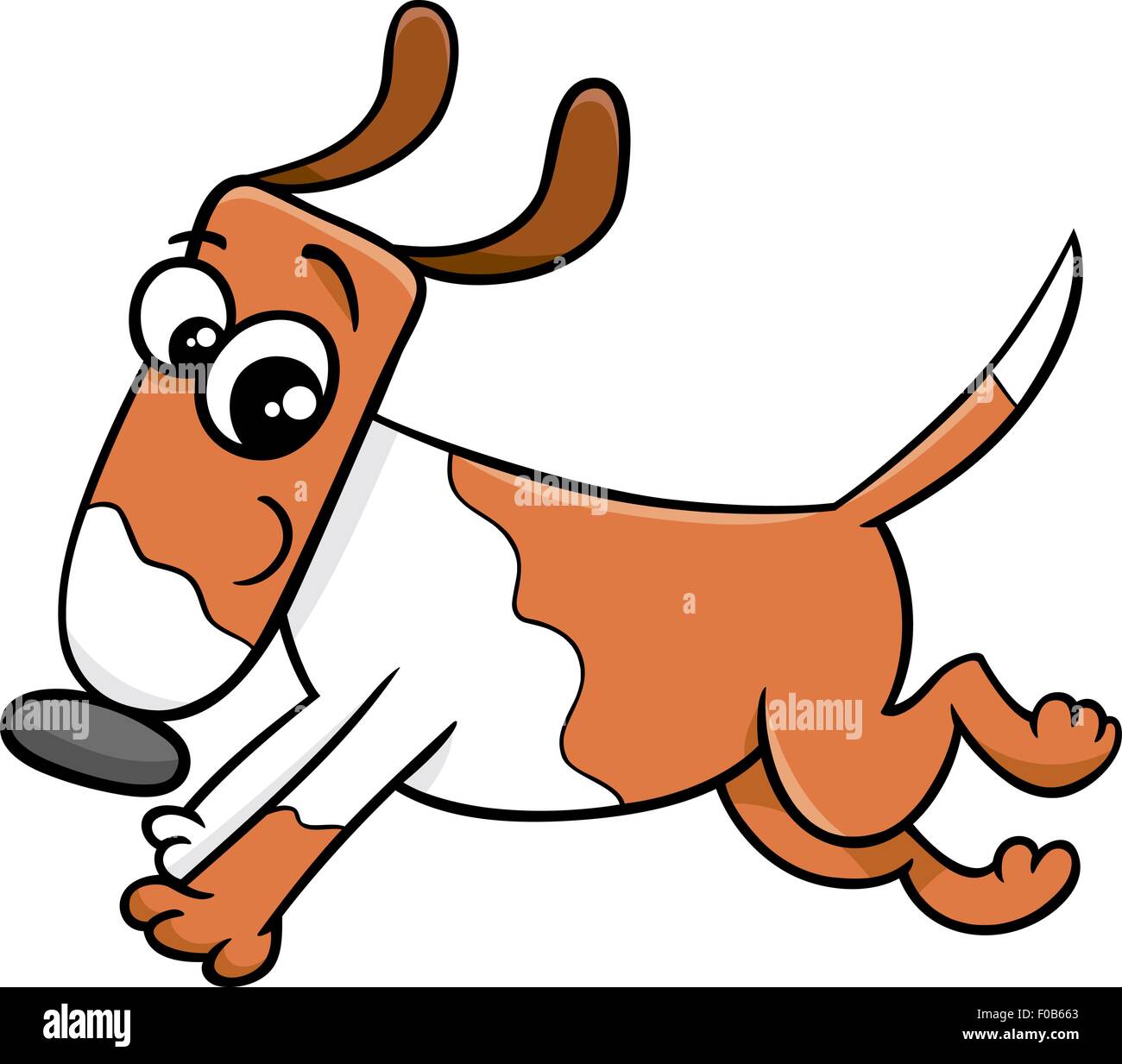 Cartoon Illustration of Funny Running Dog or Puppy Animal Character ...