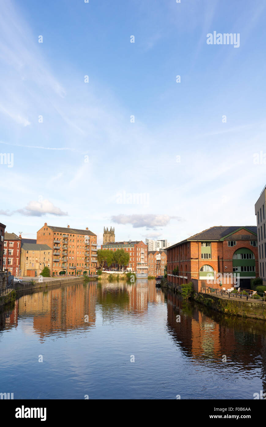 River Aire waterfront in Leeds West Yorkshire England Stock Photo - Alamy