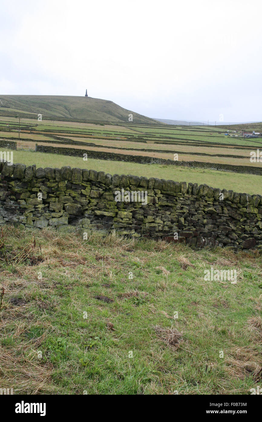 Stoodley Pike Monument, Todmorden, West Yorkshire, seen across green ... Stoodley Pike Monument, Todmorden, West Yorkshire, seen across green ...