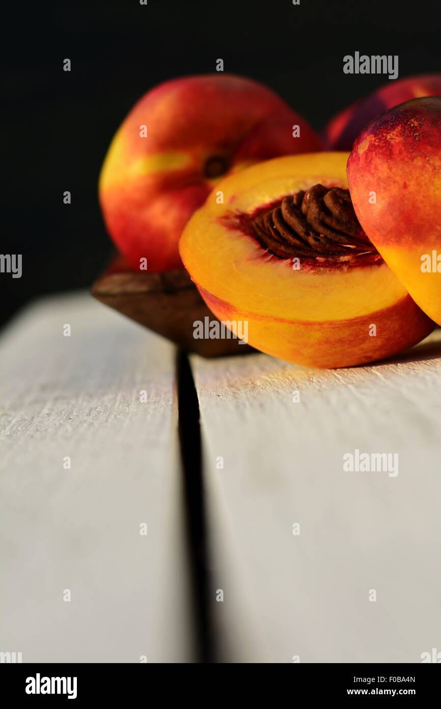Stil life of peach Stock Photo - Alamy