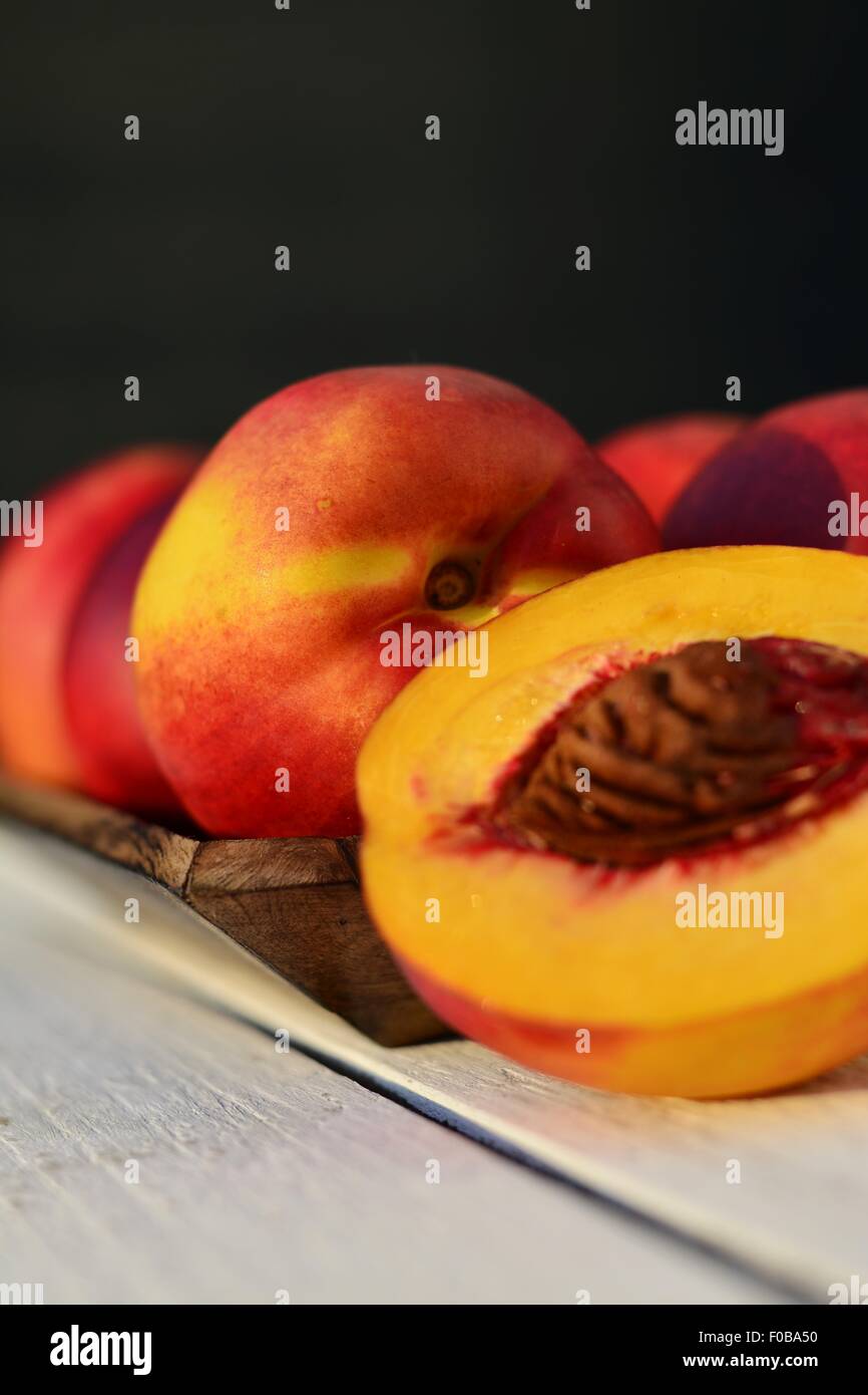 Stil life of peach Stock Photo - Alamy