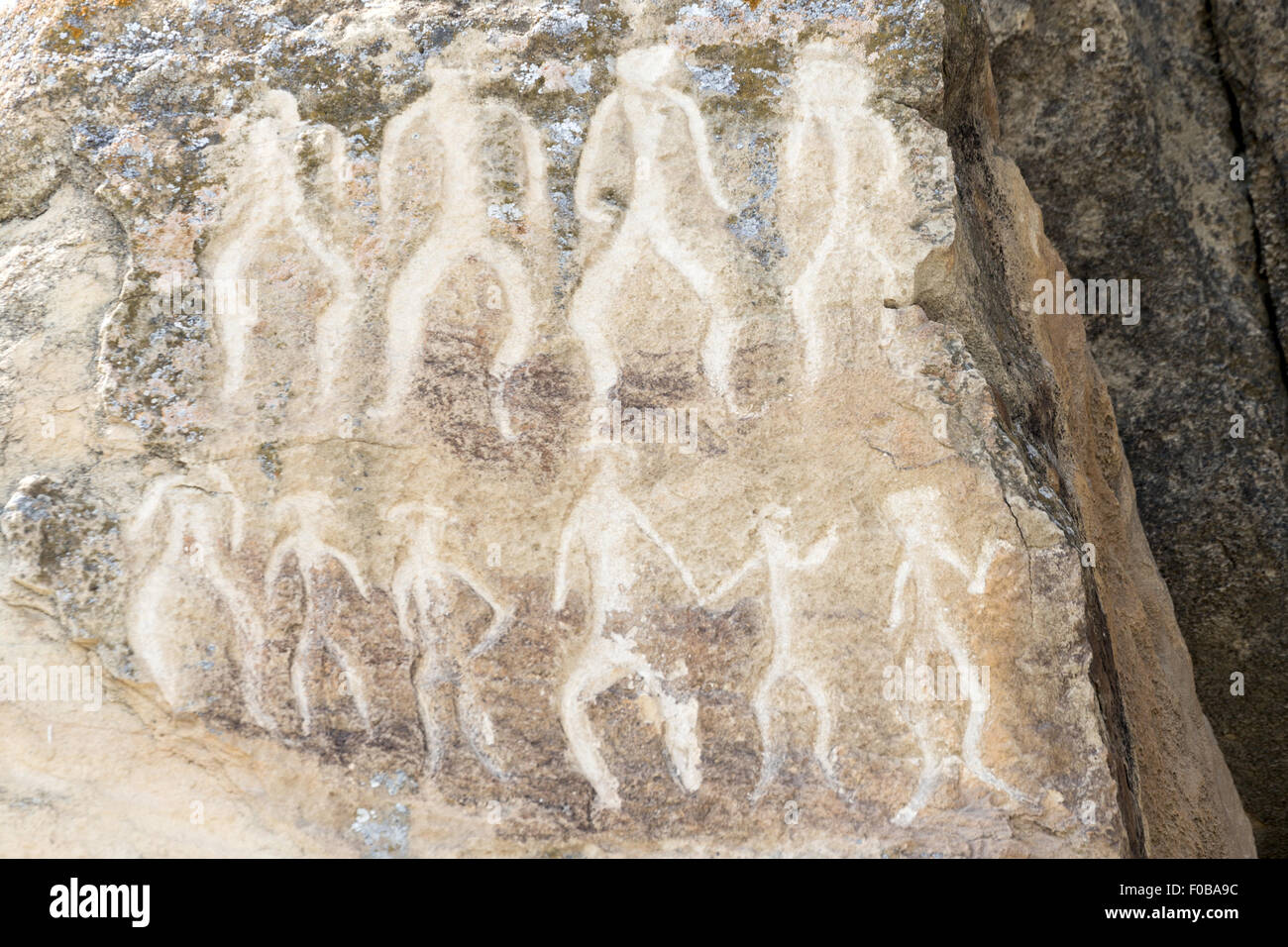 Humans, Petroglyphs, Gobustan (Qobustan) Rock Art, Azerbaijan Stock ...
