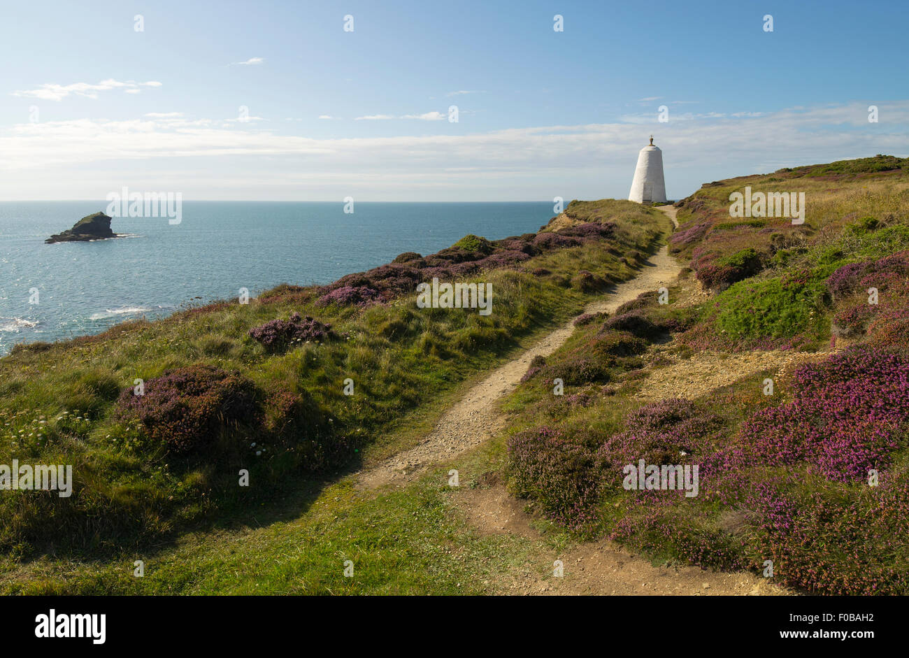 Narrow path to the Pepper pot day mark high above Portreath, Cornwall ...