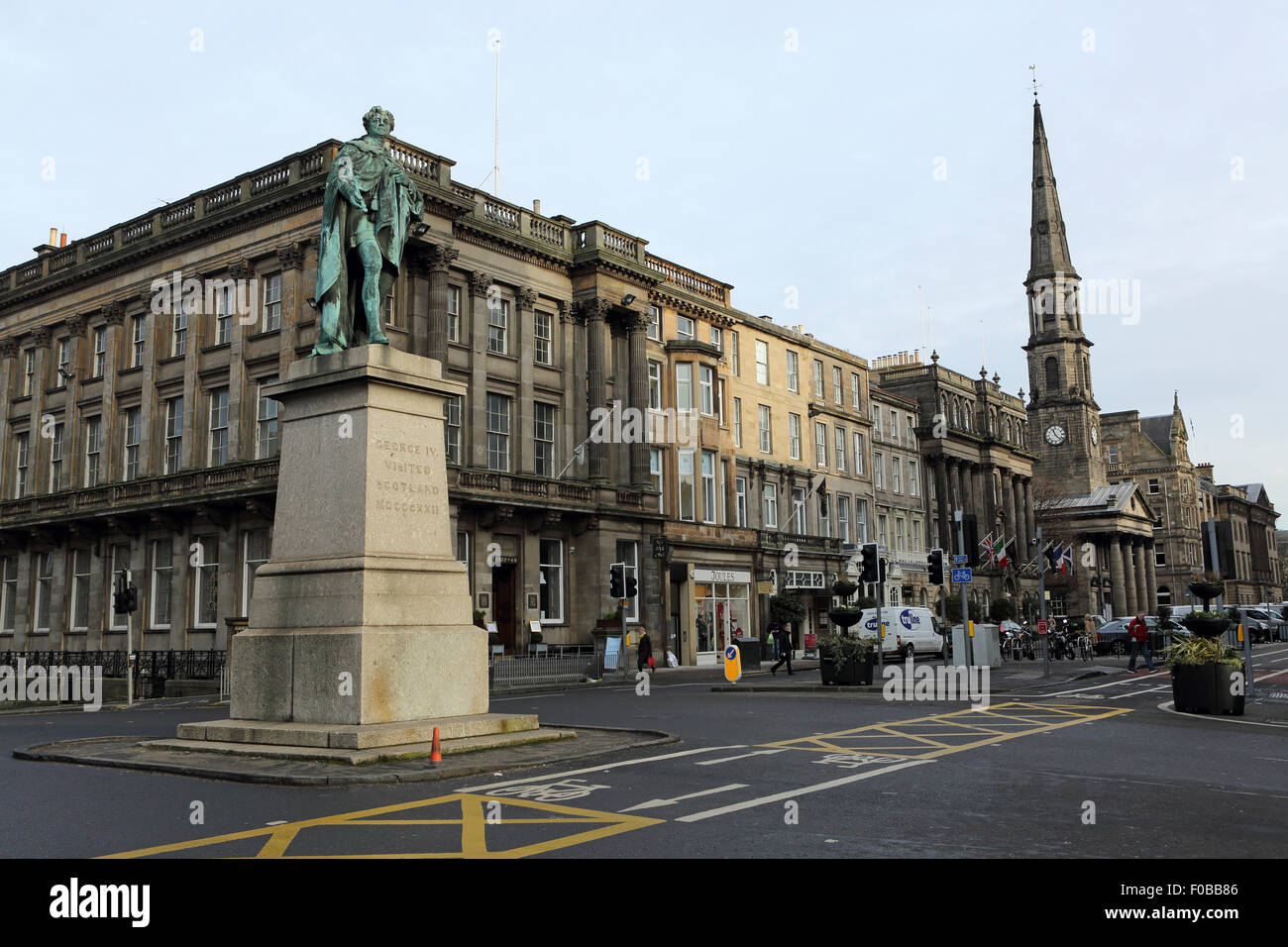 Statue of King George IV in Edinburgh, Scotland. The statue stands on ...