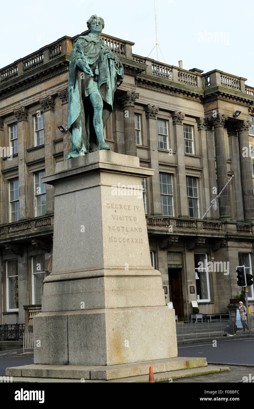 Statue of King George IV in Edinburgh, Scotland. The statue stands on ...