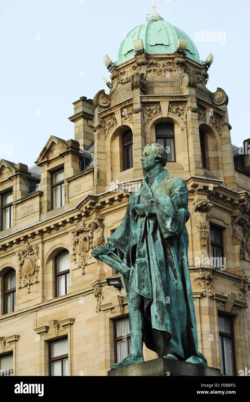 Statue of King George IV in Edinburgh, Scotland. The statue stands on ...