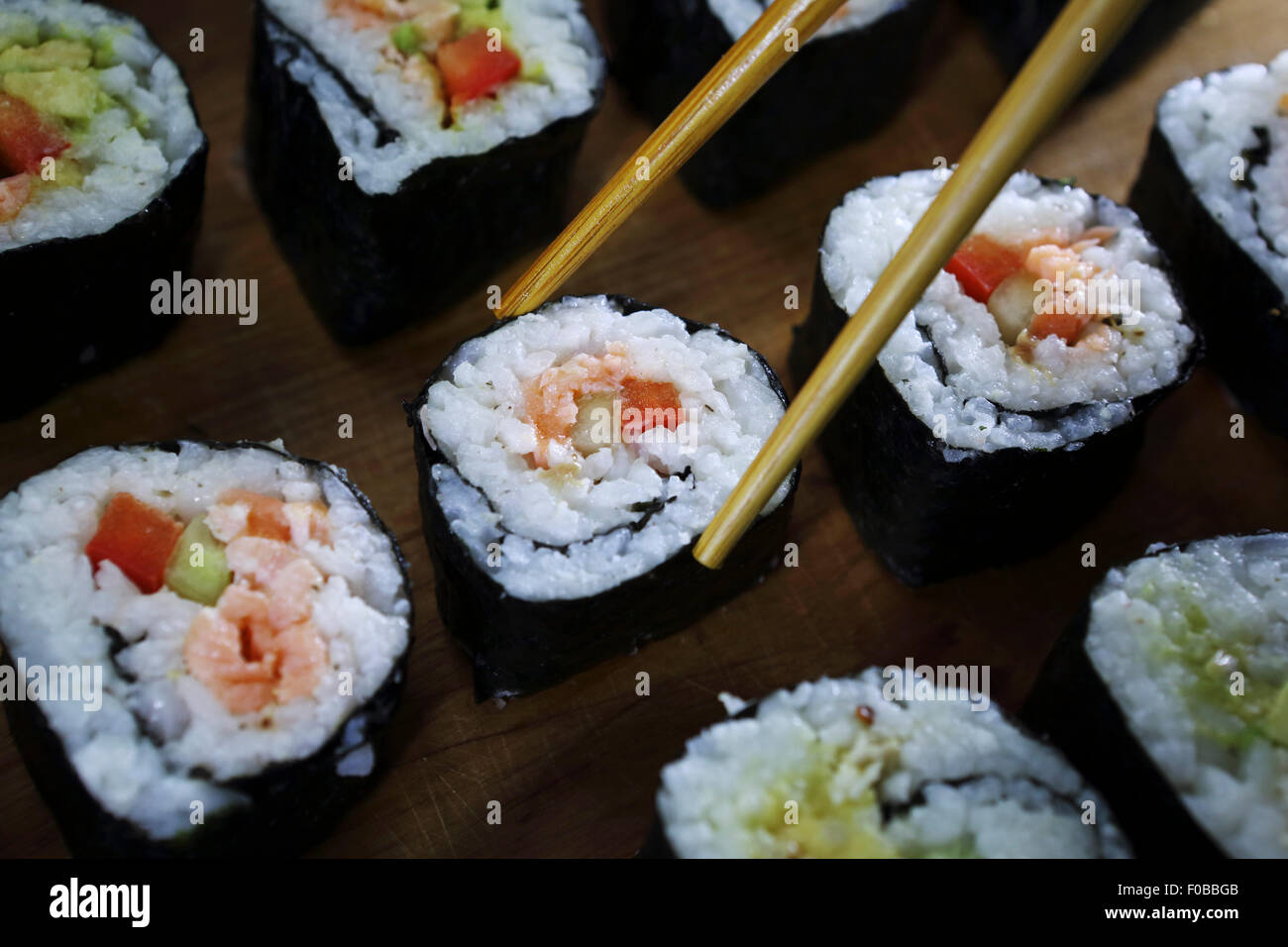 Homemade sushi, made using a supermarket kit. Sushi originates from ...