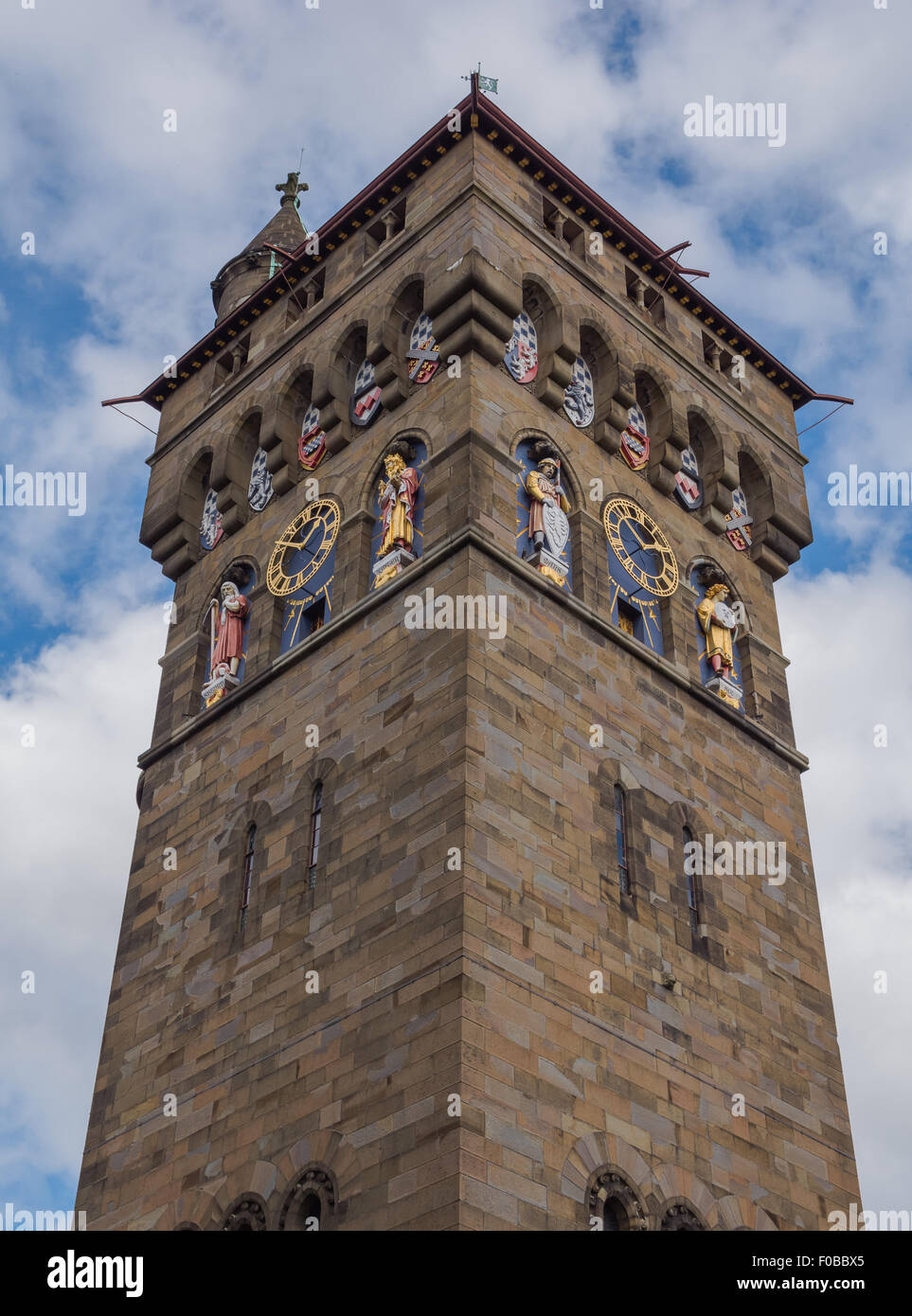 The clock tower of Cardiff Castle, Wales Stock Photo - Alamy
