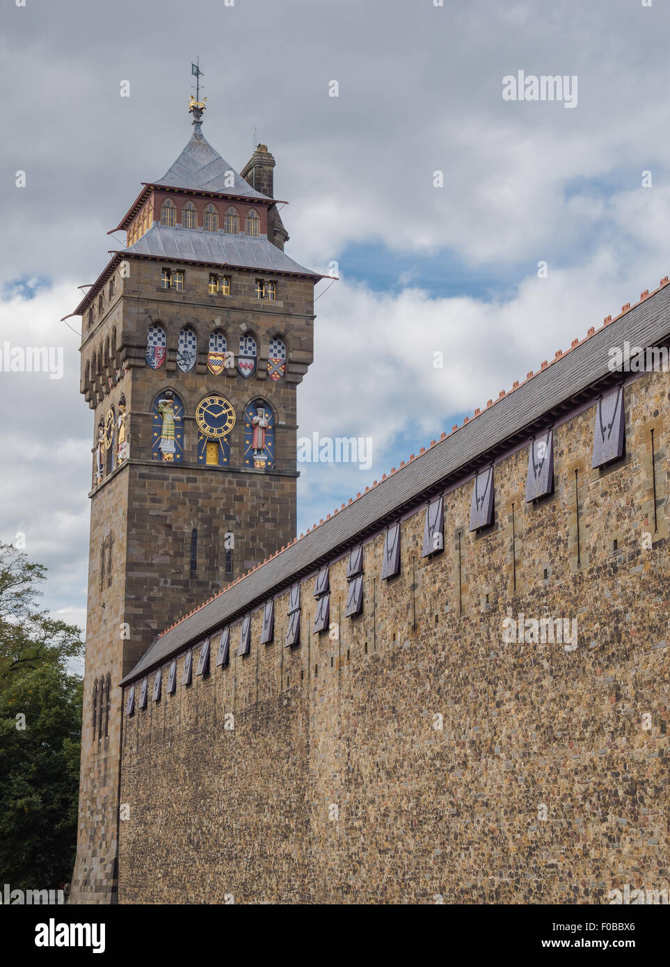 The clock tower of Cardiff Castle, Wales Stock Photo - Alamy
