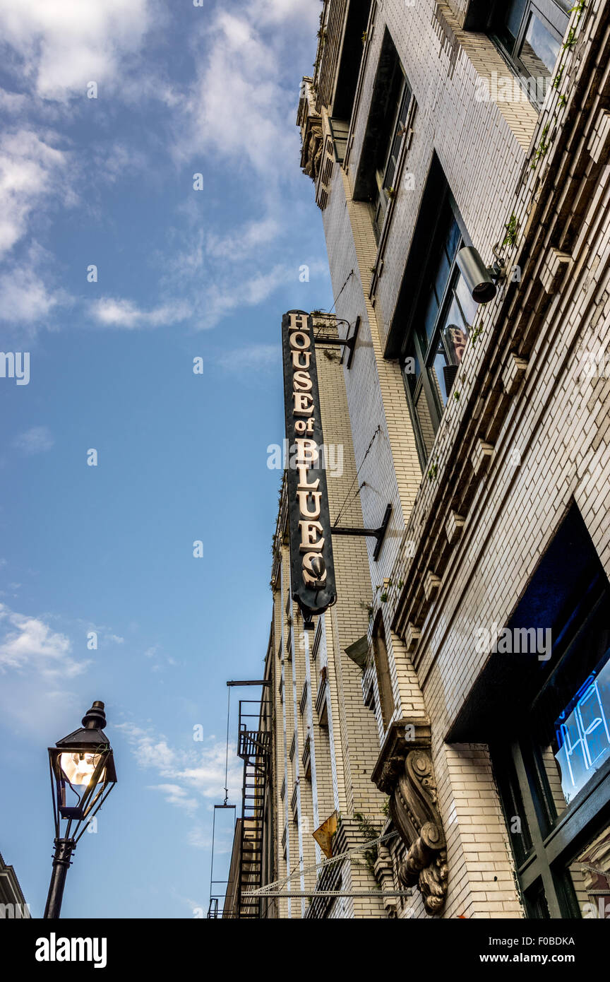 Looking up at the House of Blues sign one morning in the French Quarter ...