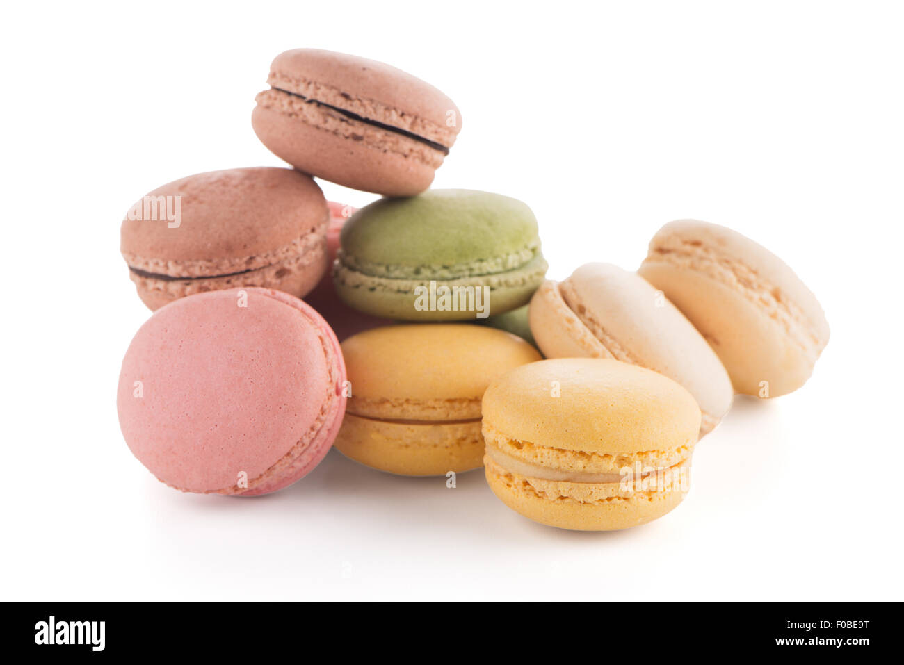 Colorful French Macarons on the white background Stock Photo - Alamy