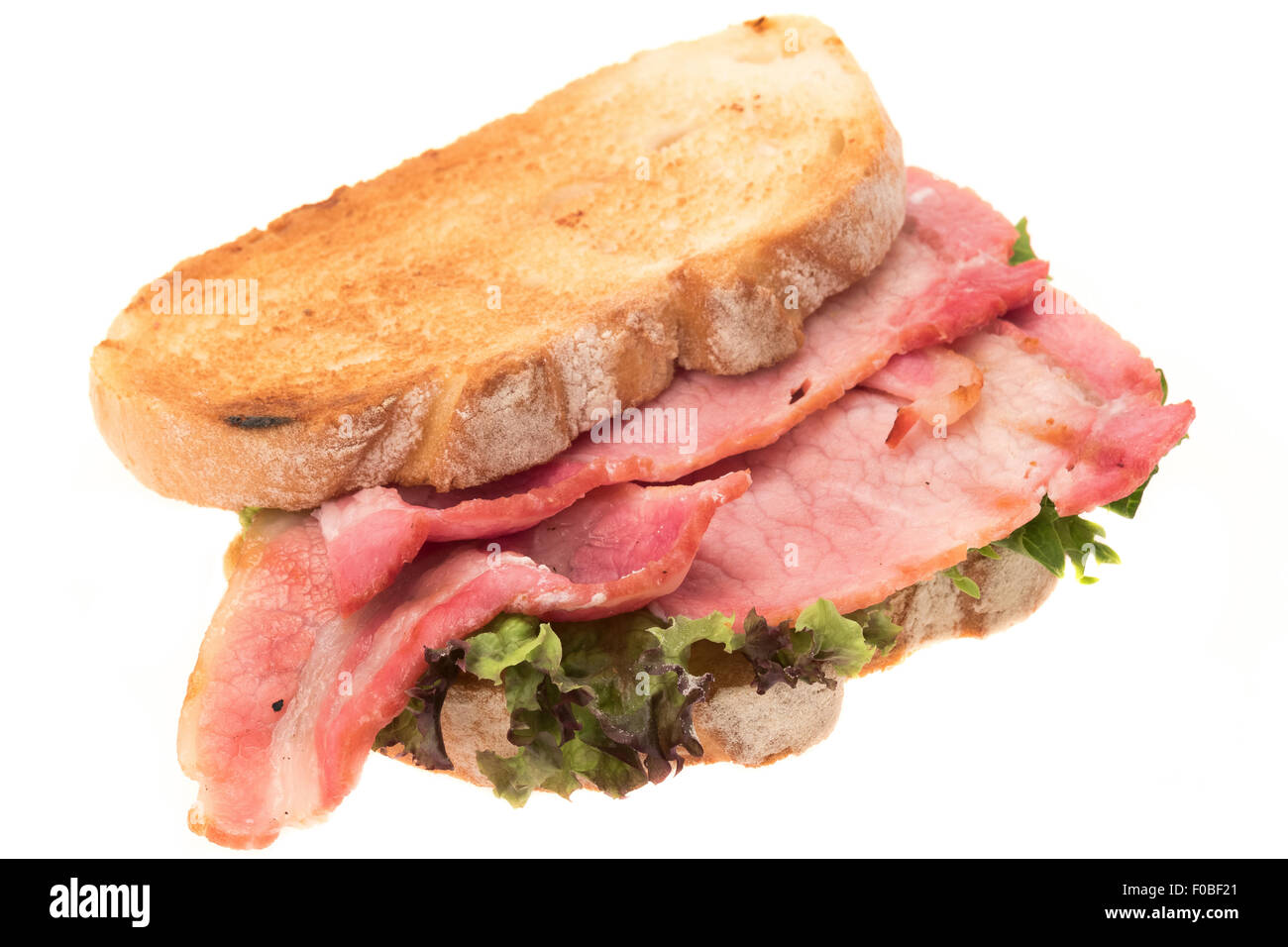Tasty bacon sandwich - studio shot with a white background Stock Photo ...