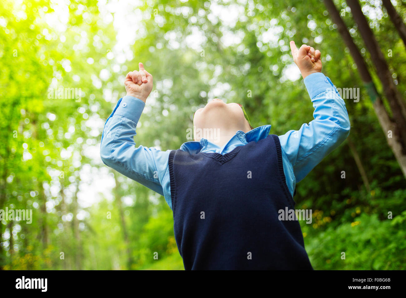 Portrait of cute little boy child outdoors on the nature Stock Photo ...