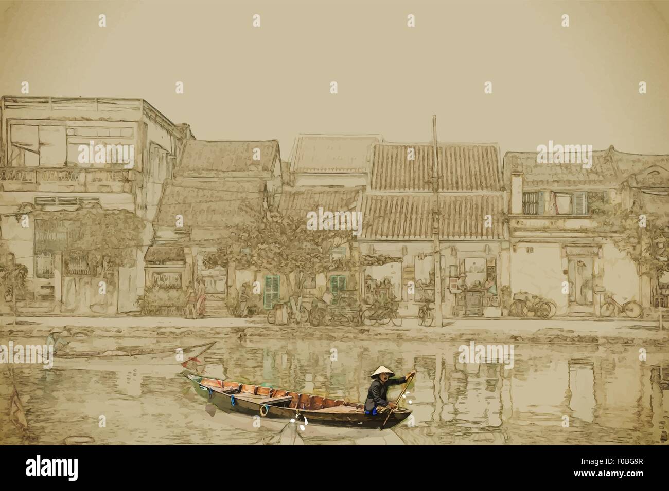 Vietnam hoi an boats Stock Vector Images - Alamy