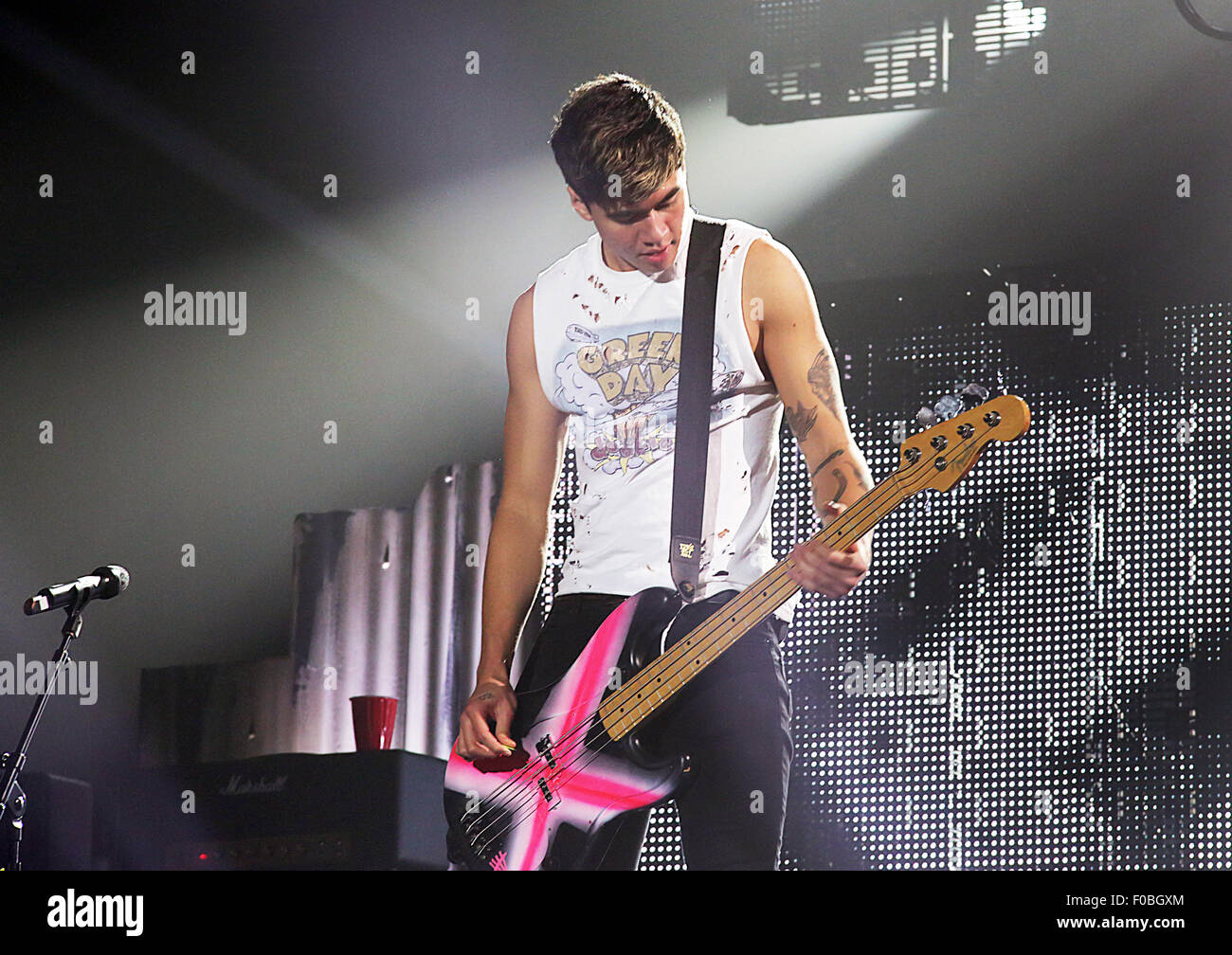 5 Seconds of Summer performing live on stage at Liverpool Echo Arena ...