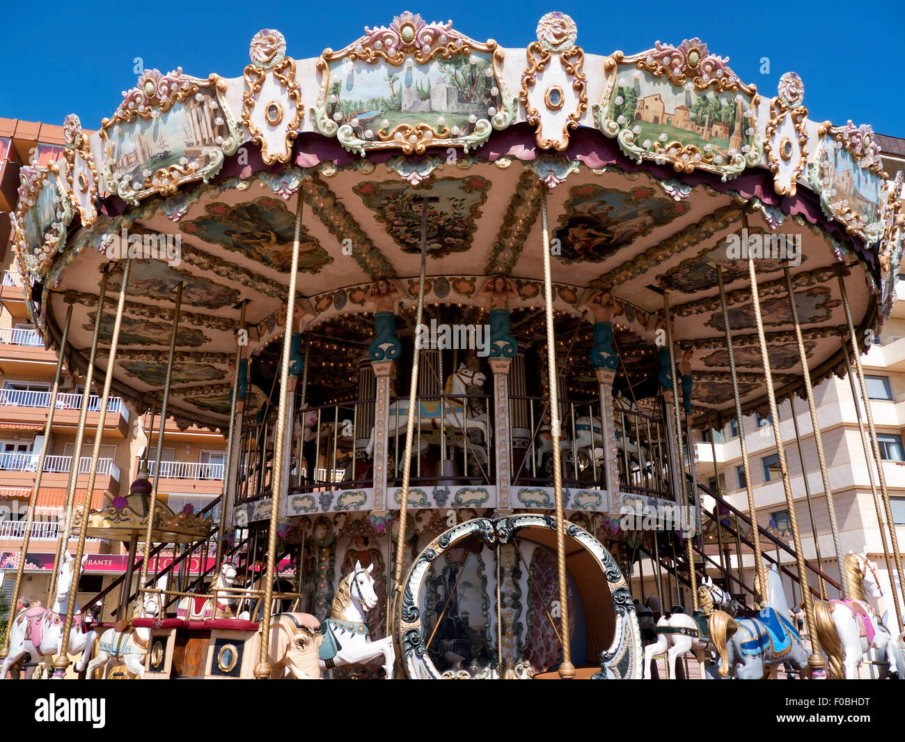 Carousel on the promenade in Fuengirola on the Costa Del Sol Spain ...
