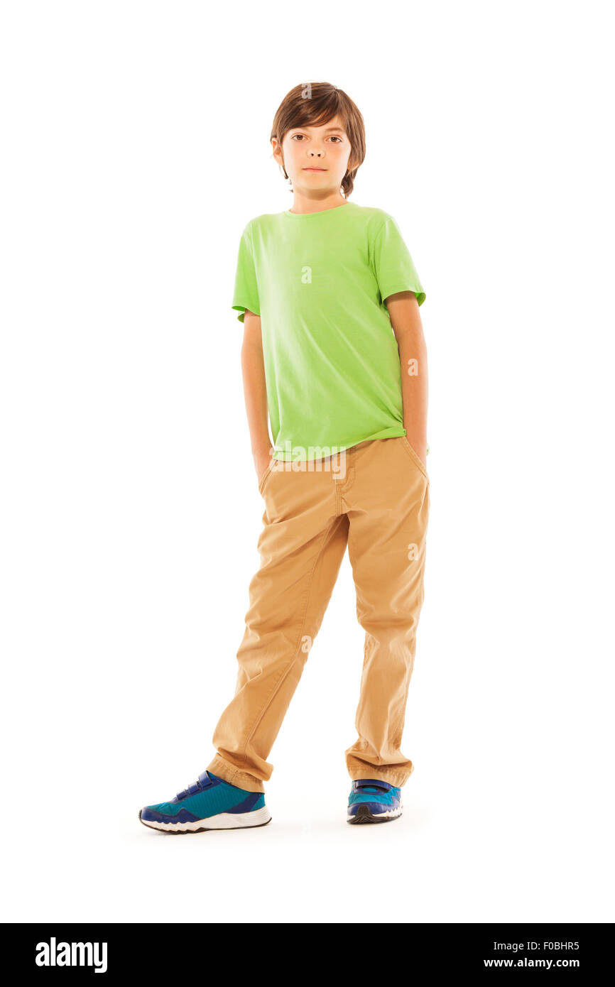 Nice beautiful boy stands isolated on white Stock Photo - Alamy