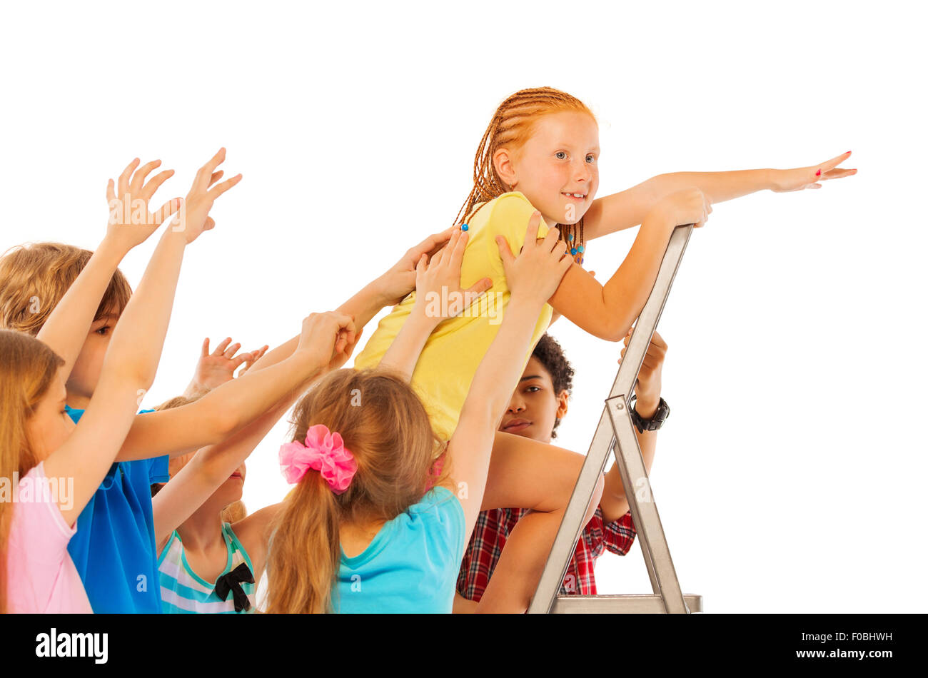 Competition tough among mates all want to be first Stock Photo - Alamy