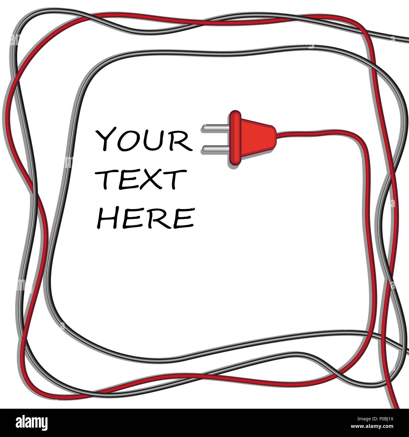 Abstract background with wires and wire plug. Concept connection ...