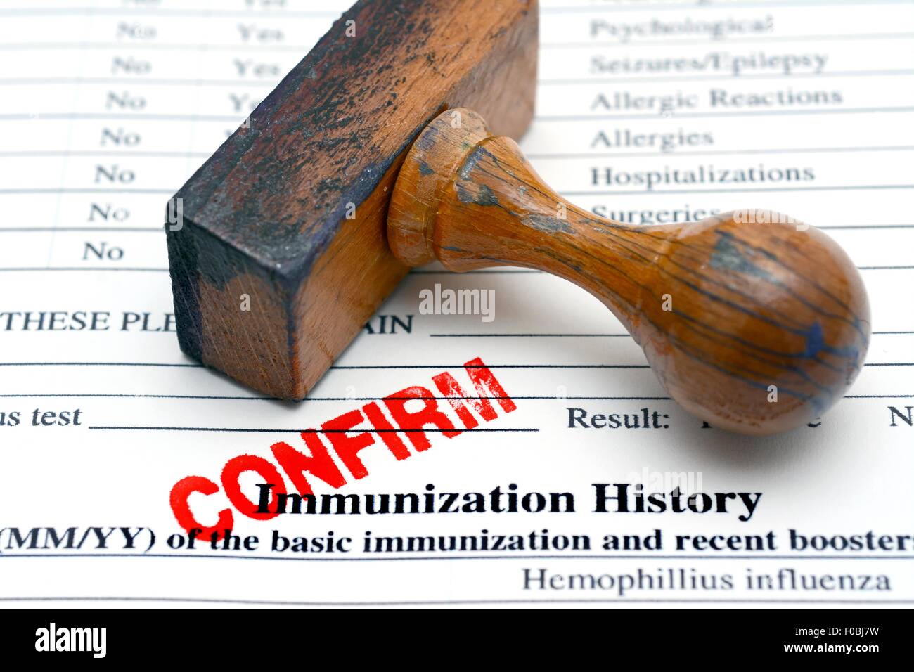 Immunization history form Stock Photo - Alamy