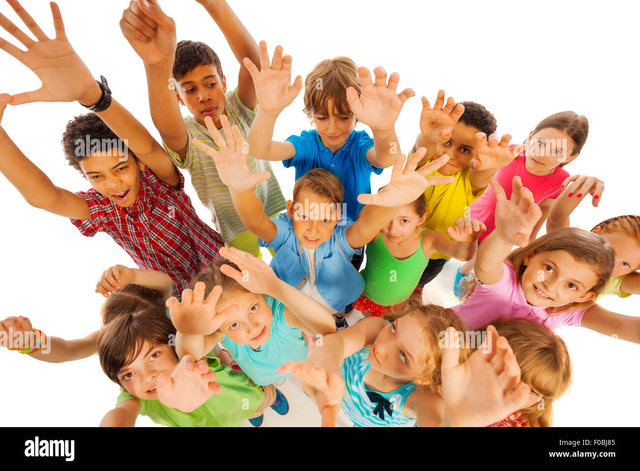 Large group of kids together view from above Stock Photo - Alamy