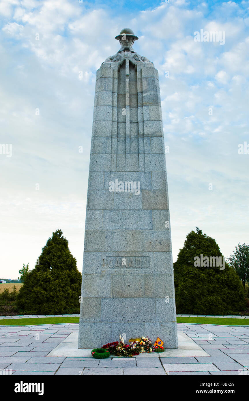 St.Julien Canadian Memorial nicknamed “The Brooding Soldier” near Ypres ...