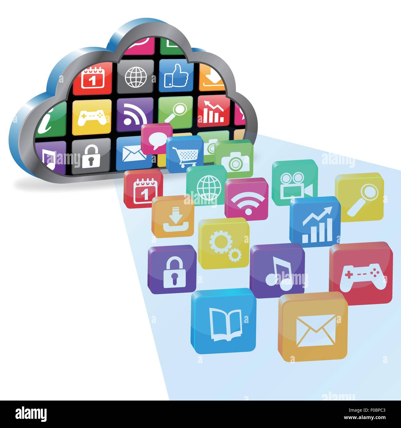 Cloud computing with many application Stock Vector Image & Art - Alamy