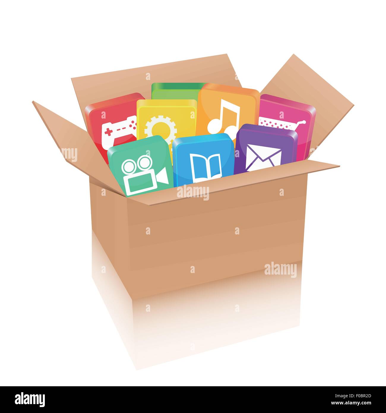 Apps in cardboard box Stock Vector Image & Art - Alamy