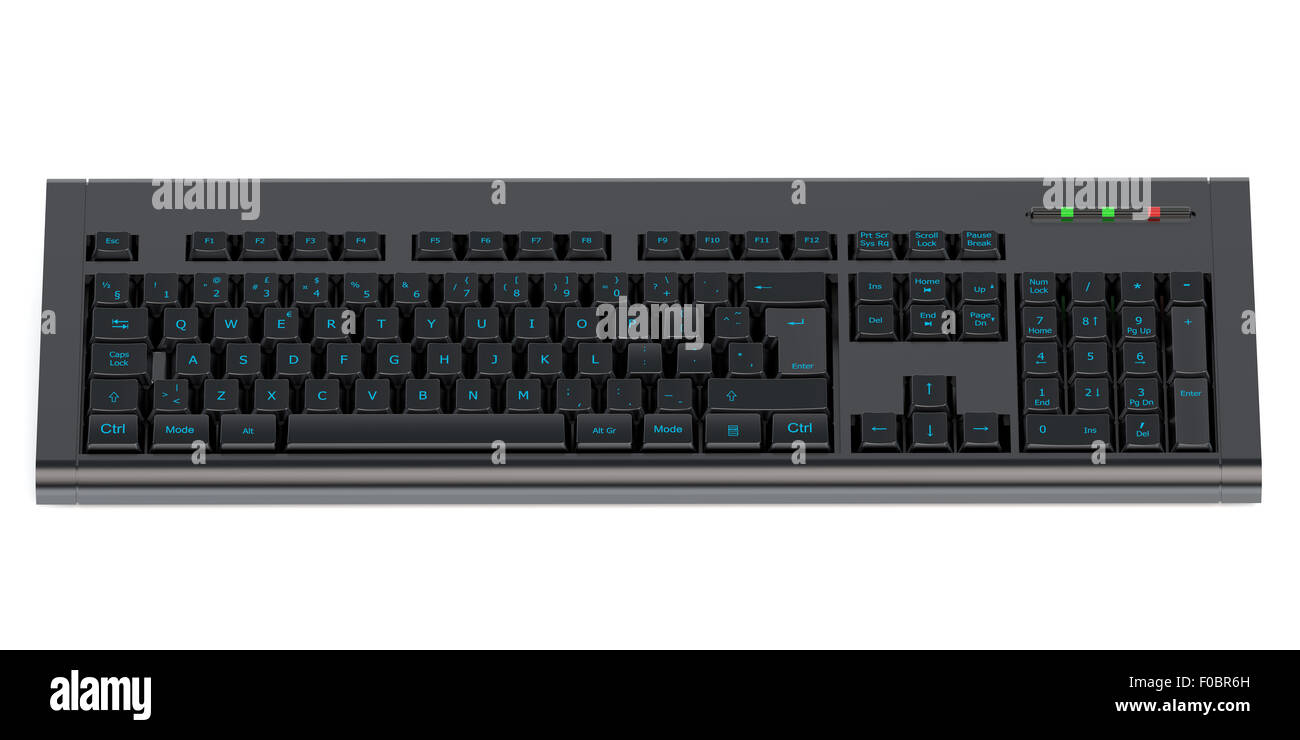 Modern blue backlit keyboard isolated on white background Stock Photo ...