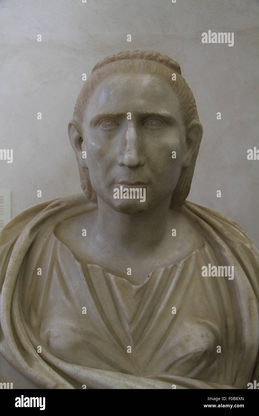 Portrait bust of Empress Salonina, Roman, 3rd century AD from Ashkelon ...