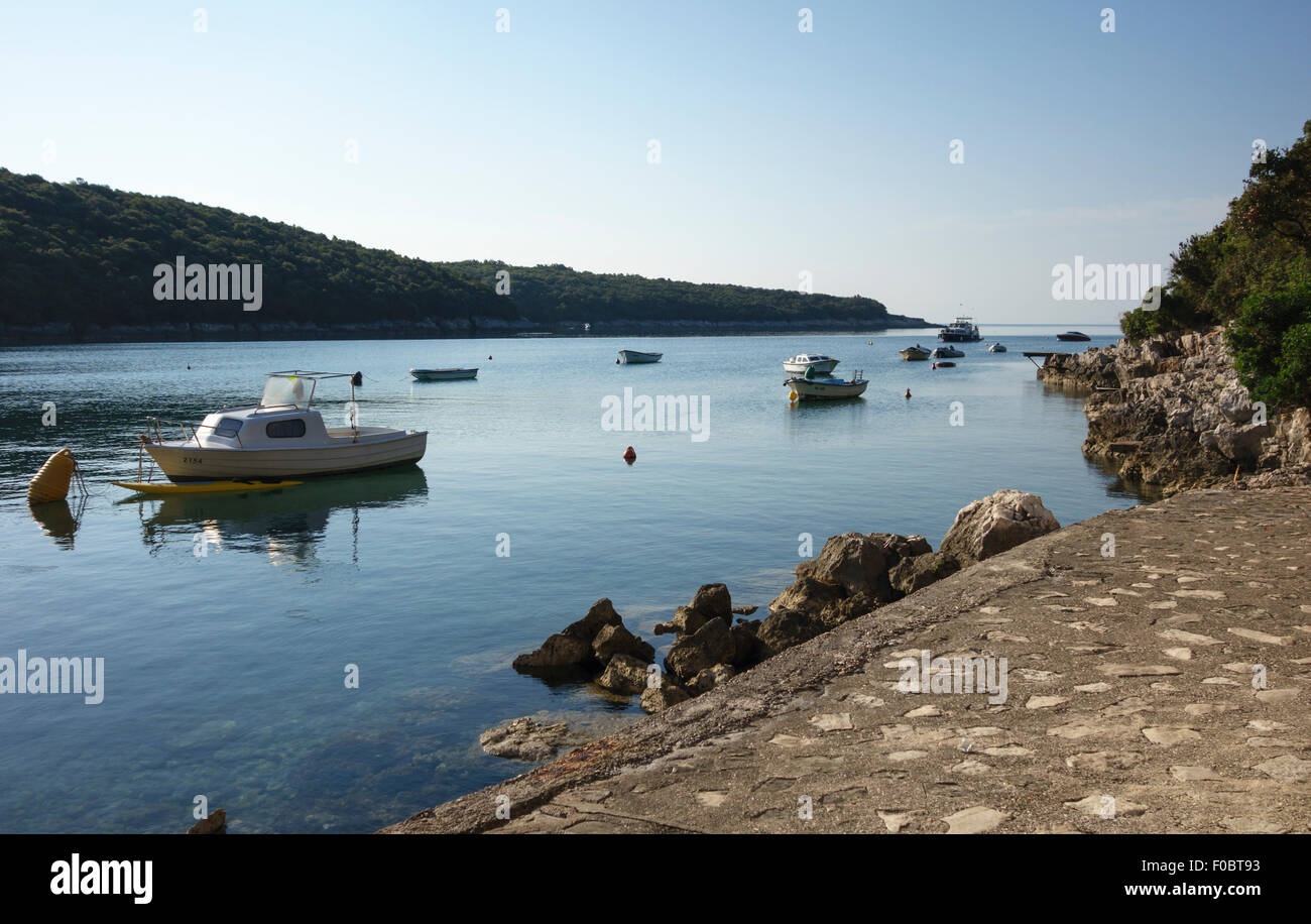 Istria, Croatia. The bay at Duga Uvala on the mostly undeveloped east ...