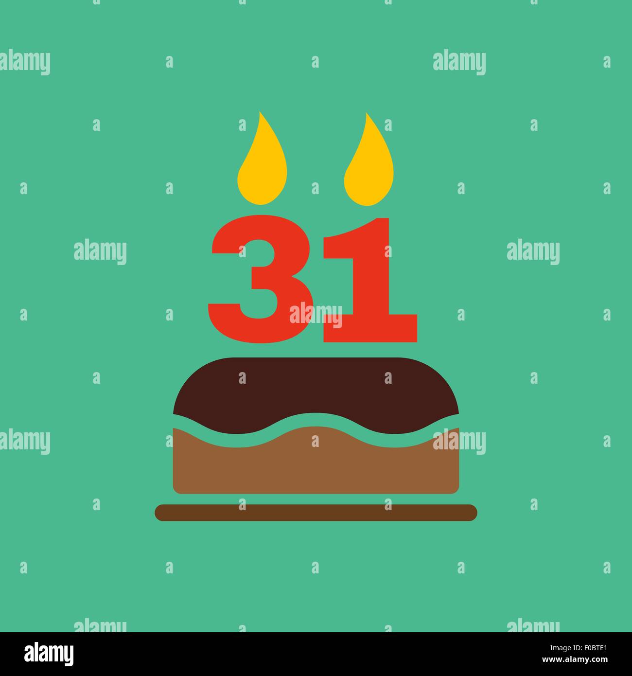 The birthday cake with candles in the form of number 31 icon. Birthday ...