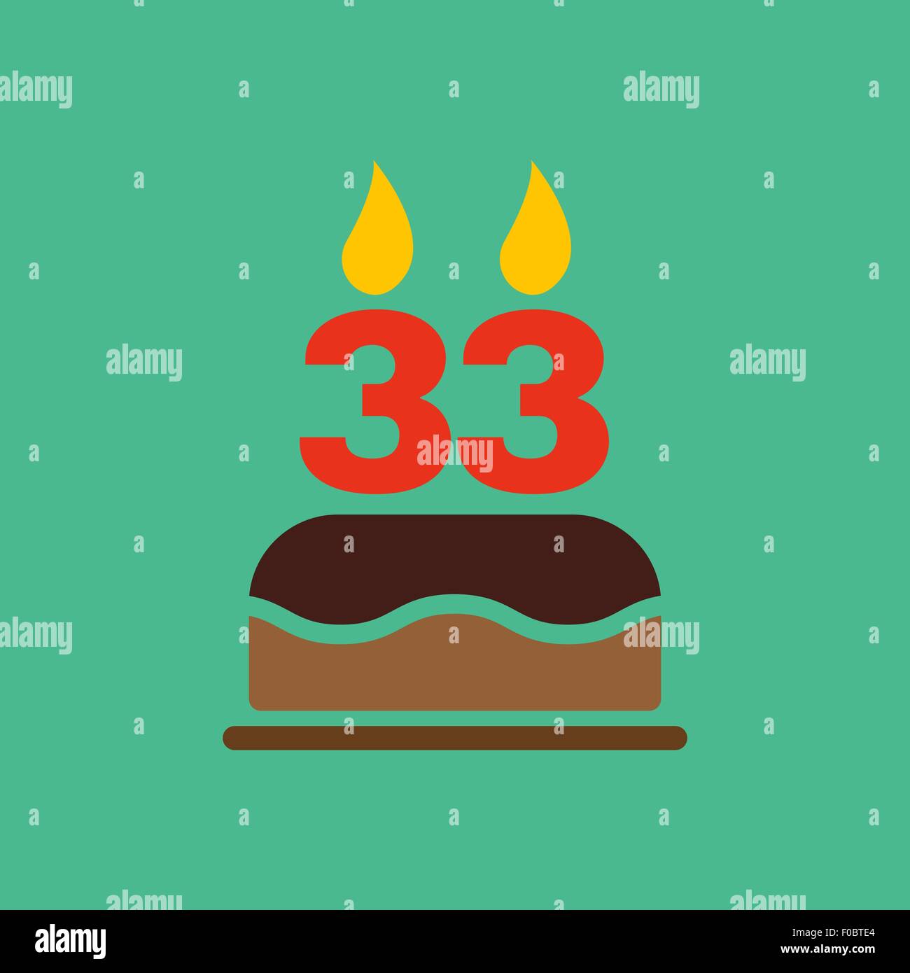 The birthday cake with candles in the form of number 33 icon. Birthday ...