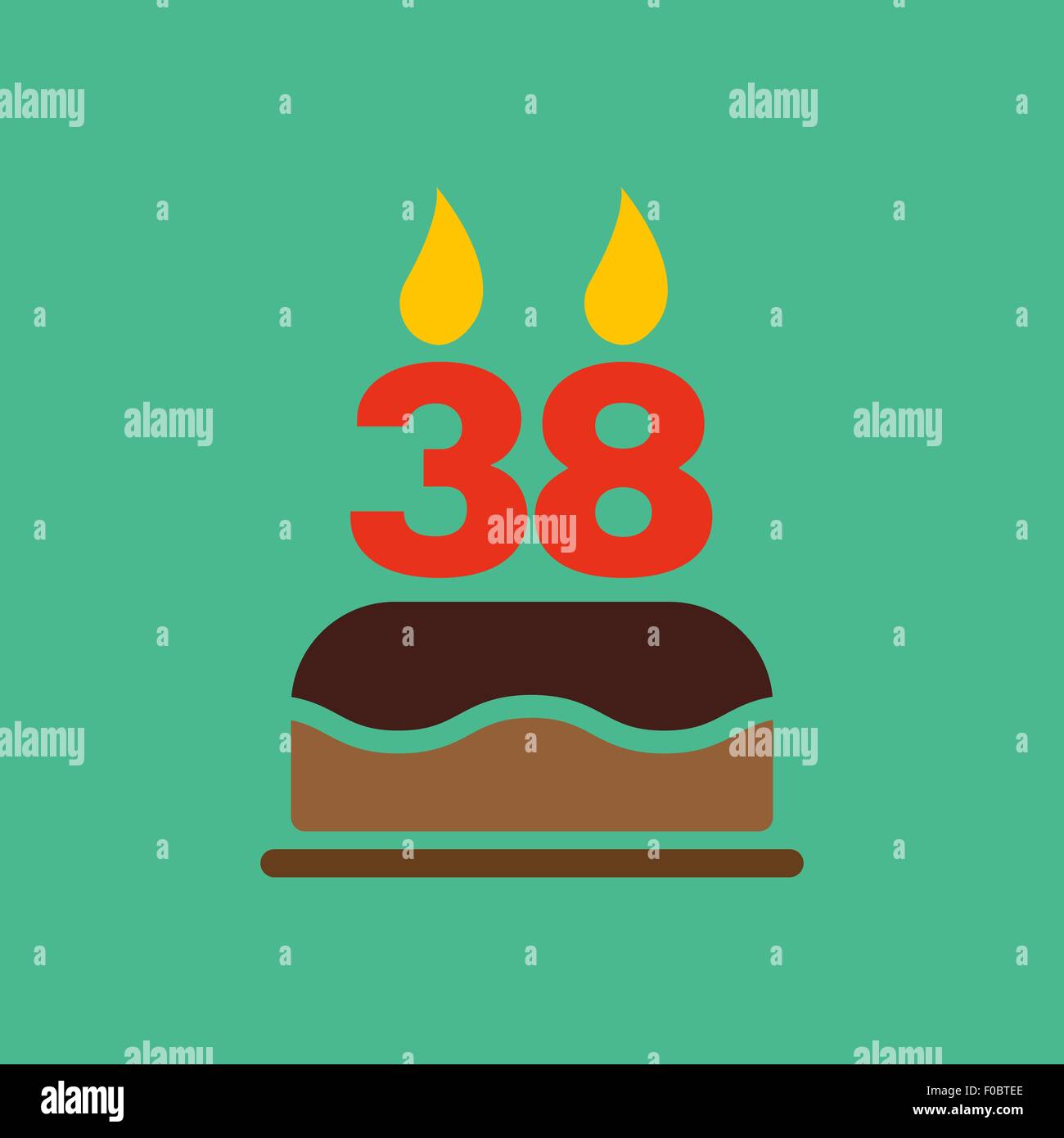 The birthday cake with candles in the form of number 38 icon. Birthday ...