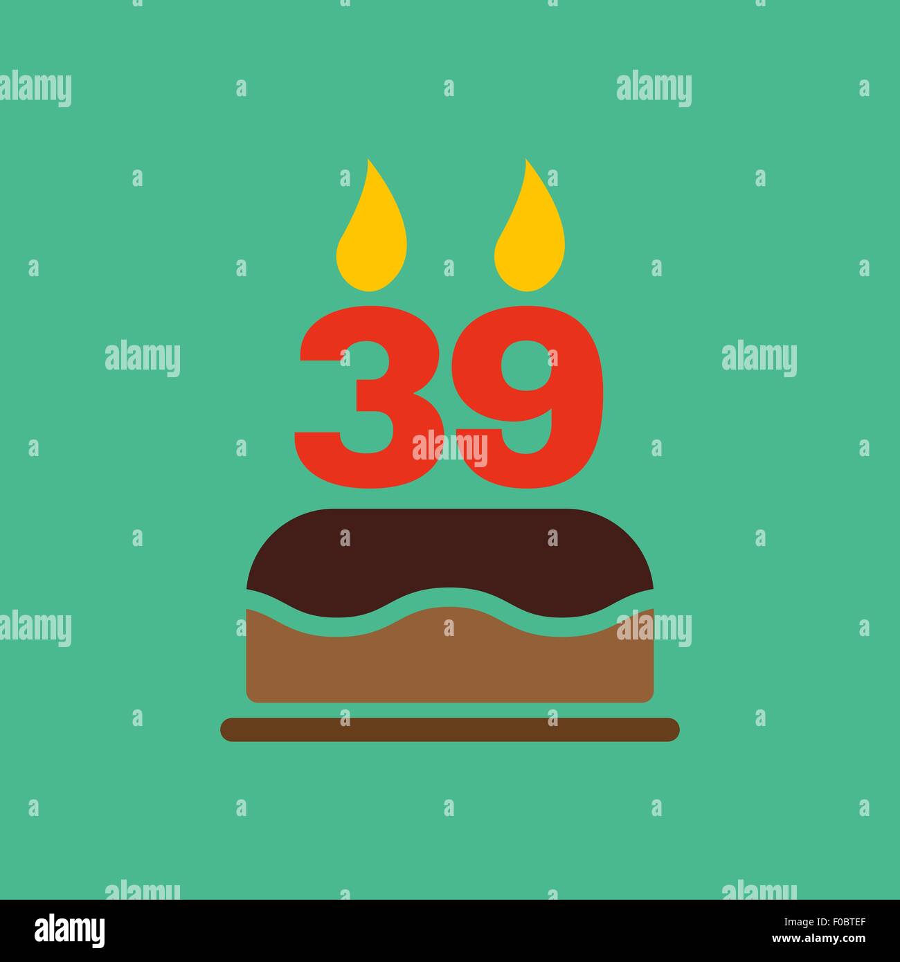 The birthday cake with candles in the form of number 39 icon. Birthday ...