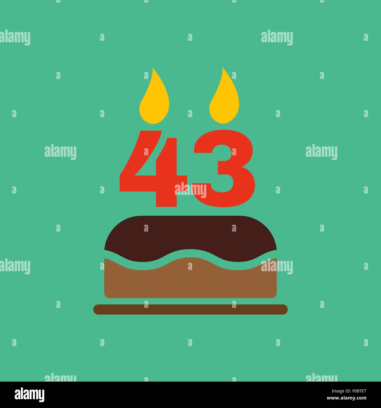 The birthday cake with candles in the form of number 43 icon. Birthday ...