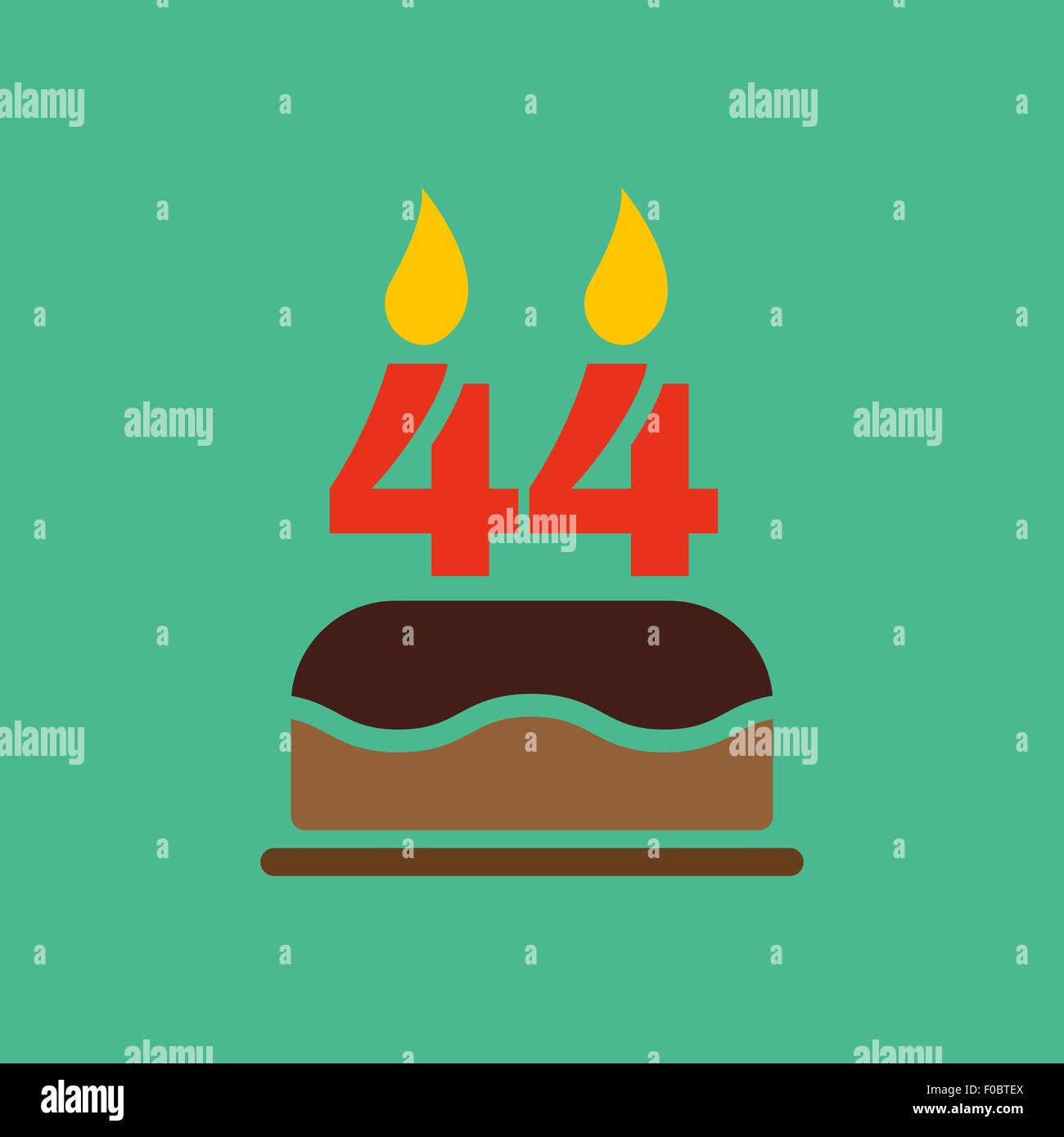 The birthday cake with candles in the form of number 44 icon. Birthday ...