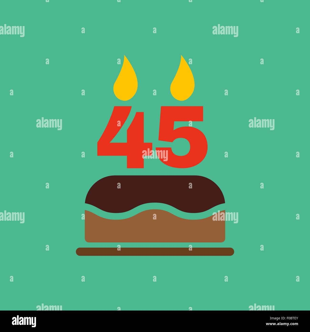 The birthday cake with candles in the form of number 45 icon. Birthday ...