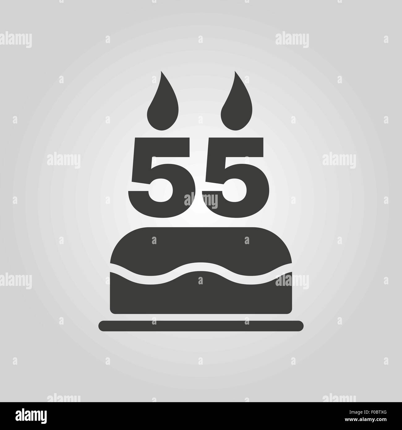 The birthday cake with candles in the form of number 55 icon. Birthday ...