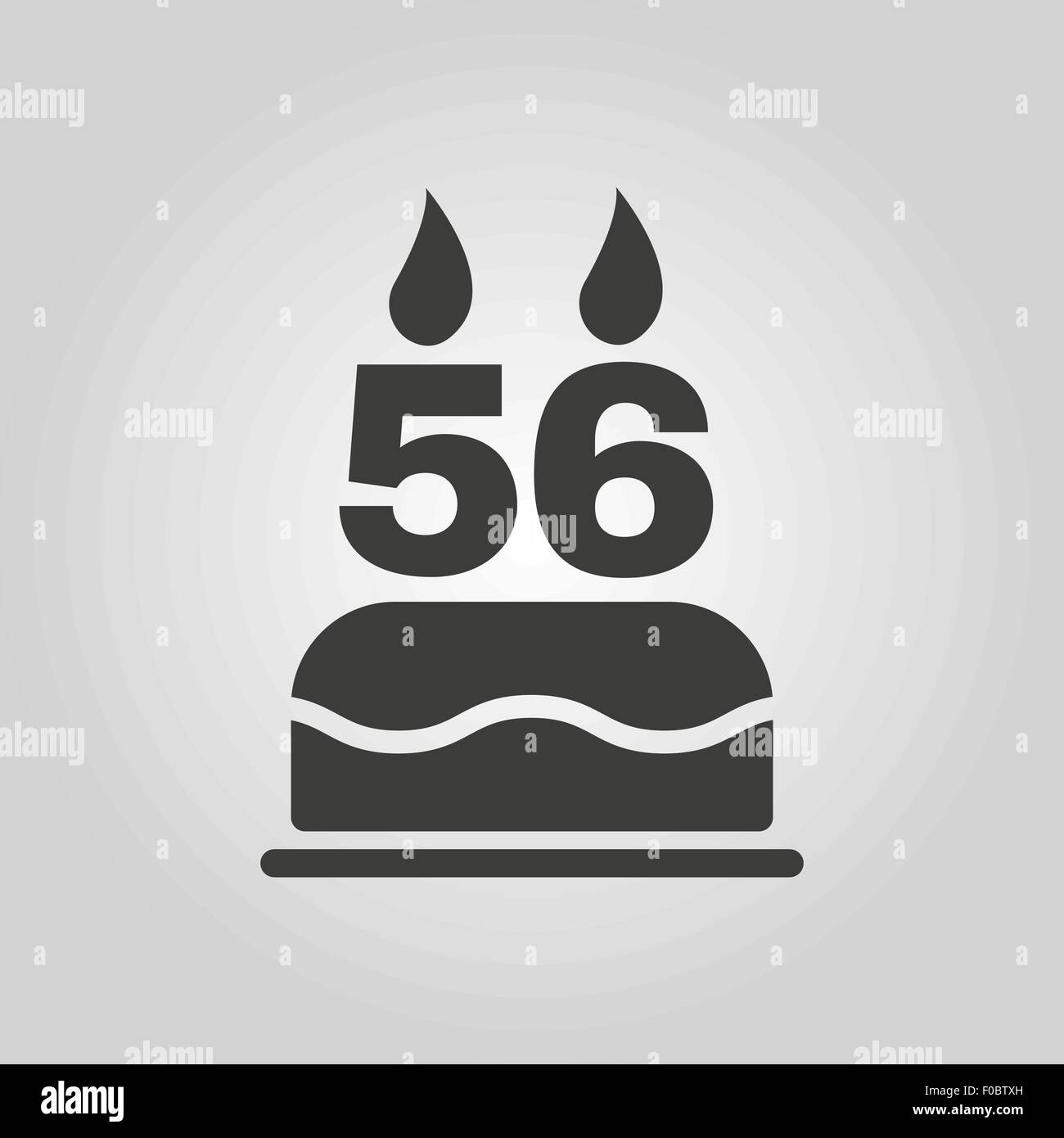 The birthday cake with candles in the form of number 56 icon. Birthday ...
