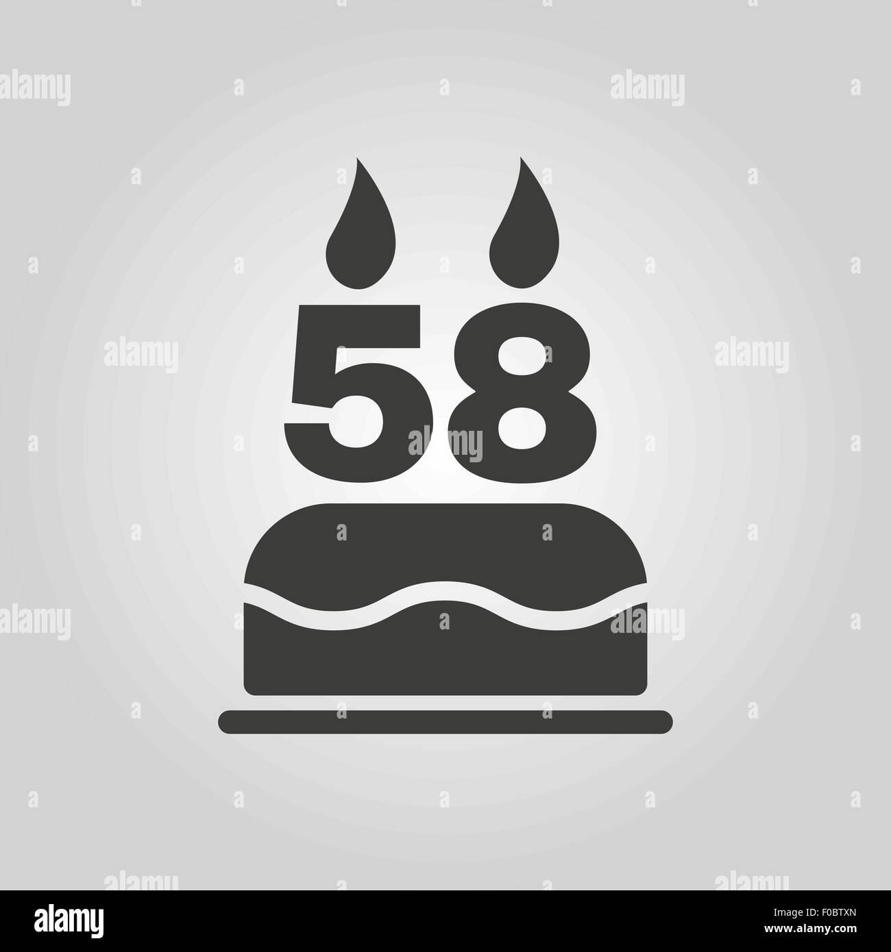 The birthday cake with candles in the form of number 58 icon. Birthday ...