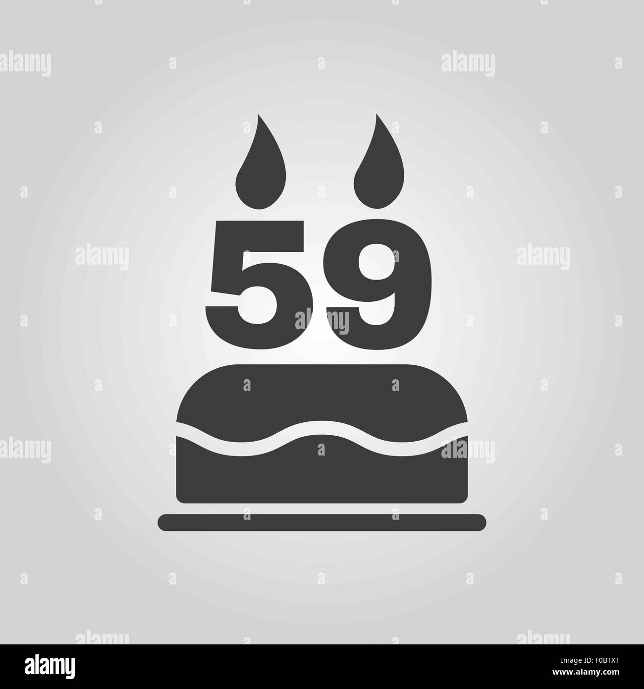 The birthday cake with candles in the form of number 59 icon. Birthday ...