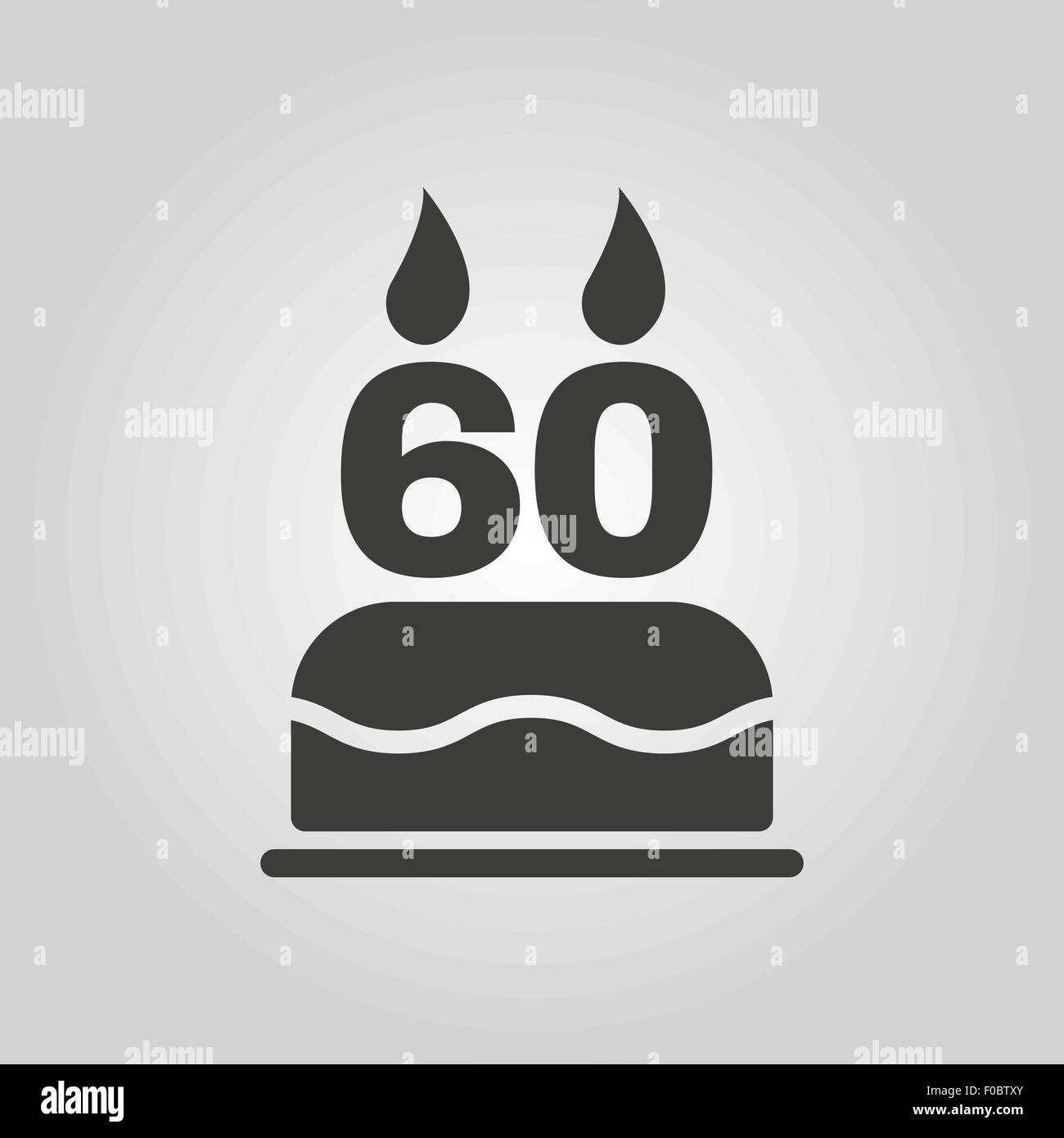 The birthday cake with candles in the form of number 60 icon. Birthday ...
