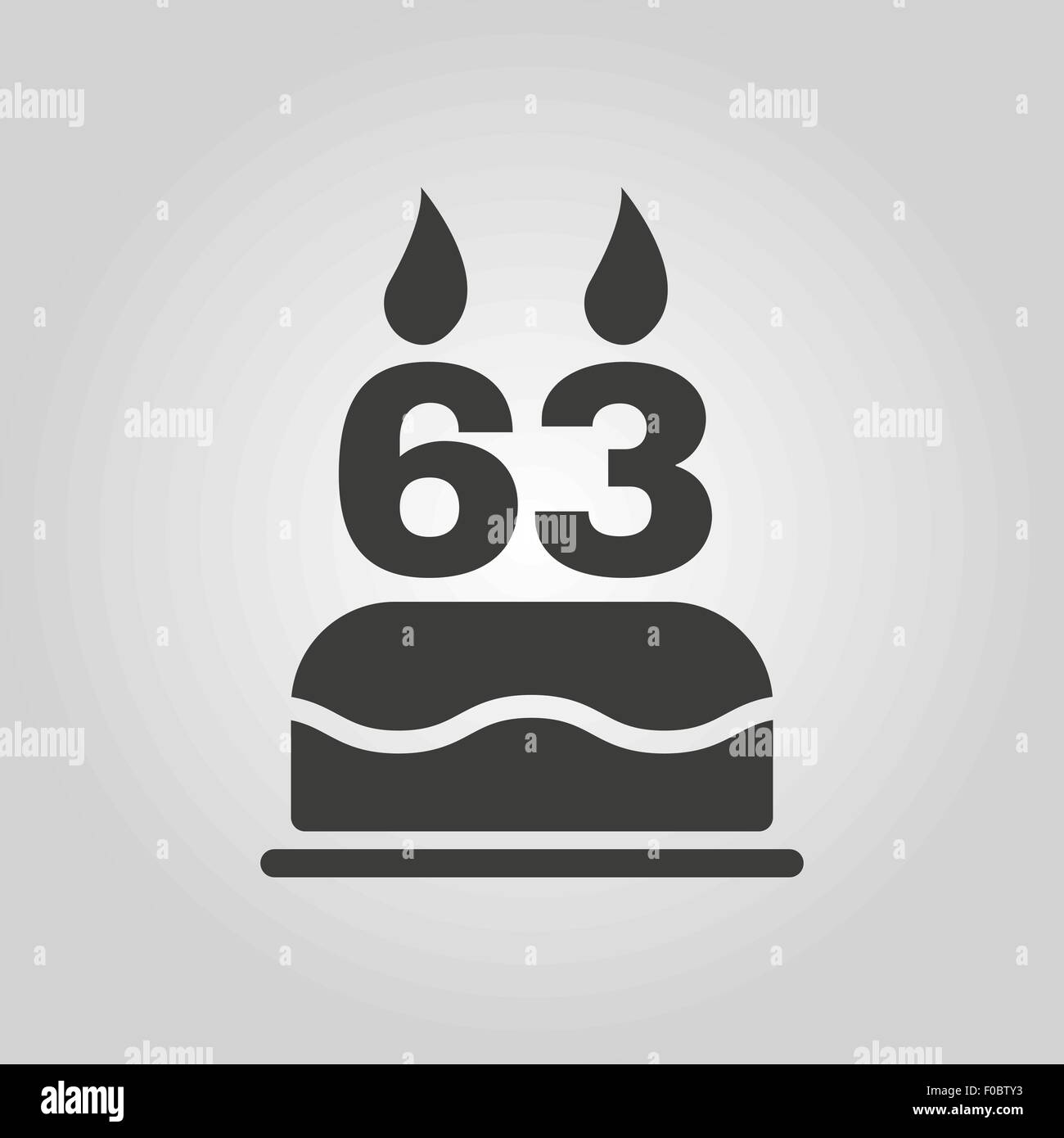 The birthday cake with candles in the form of number 63 icon. Birthday ...