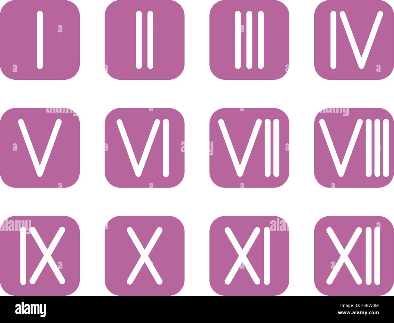Set Roman numerals 1-12 icon. vector Stock Vector Image & Art - Alamy